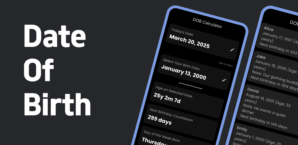 DOB Calculator: Age & Birthday Calculator App - HydroponicGlass App En